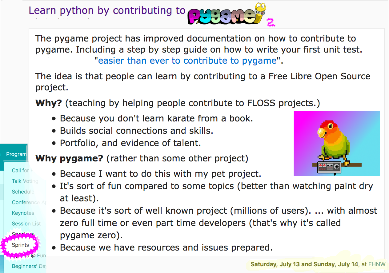 Learn Python By Contibuting To Pygame At The Europython Sprint And